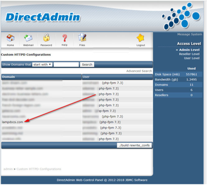 Setting Up 301 Redirect to Another Domain Name with Nginx in Directadmin | Lampdocs.com